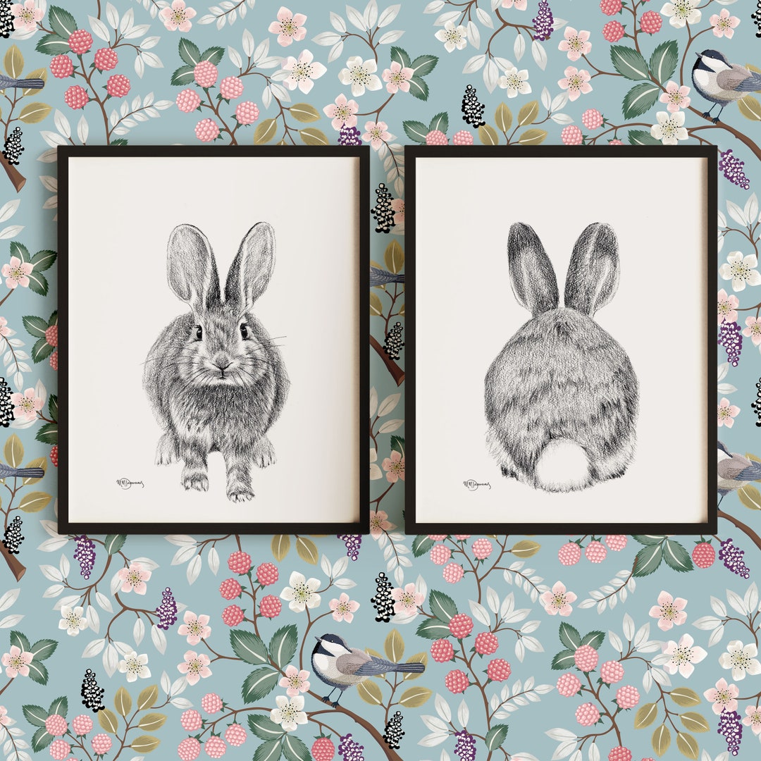 Set of 2 Printable Rabbit Posters, Rabbit Art Kids Baby Animal ...