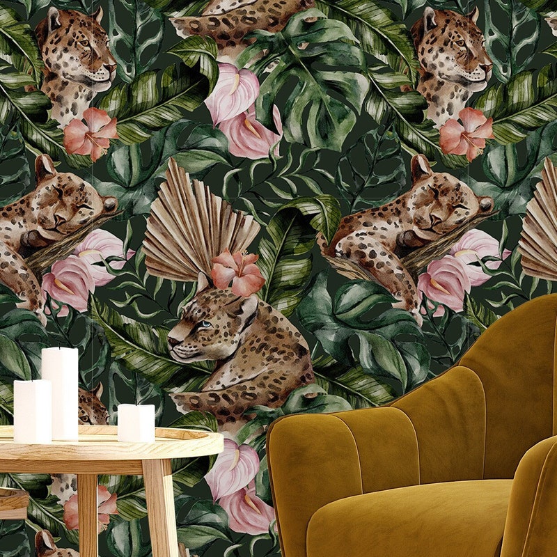 Safari Leaf Wallpaper - Etsy