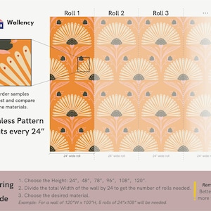 Orange Art Deco Wallpaper: Jumbo Palm Floral, Removable Wallpaper - Etsy