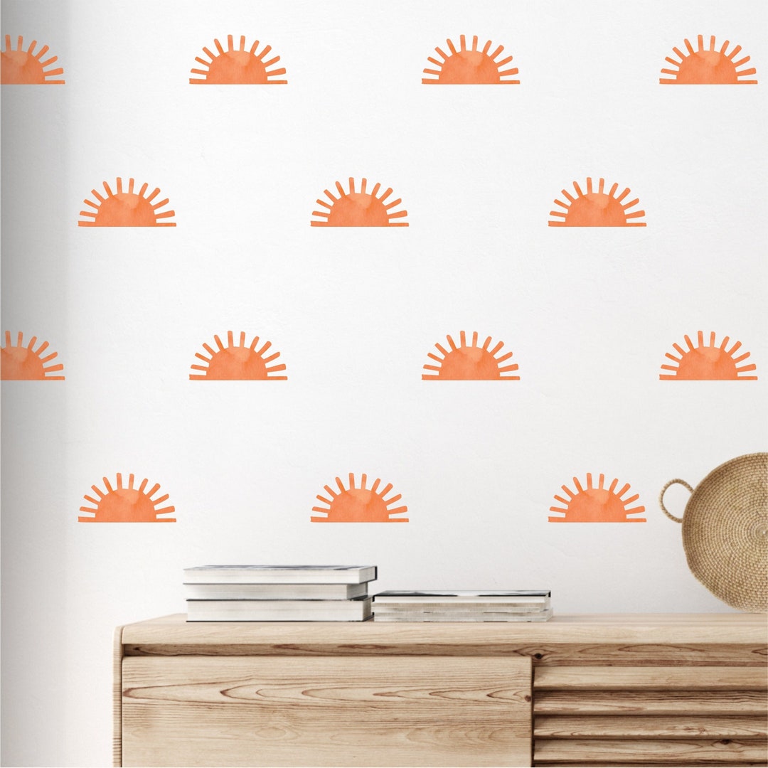 Wallency Sun Rays Wall Decals Half Sun Pattern Boho Wall - Etsy