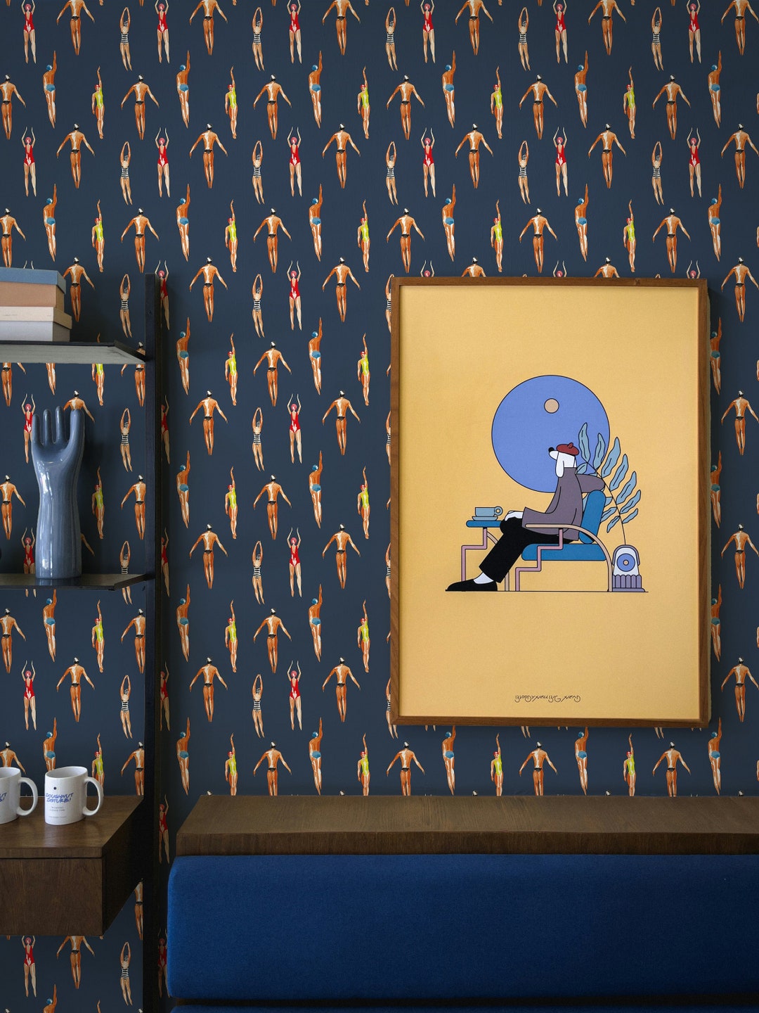 Swimmers Wallpaper by Wallency - Beach Retro Wallpaper, Nautical Pool ...