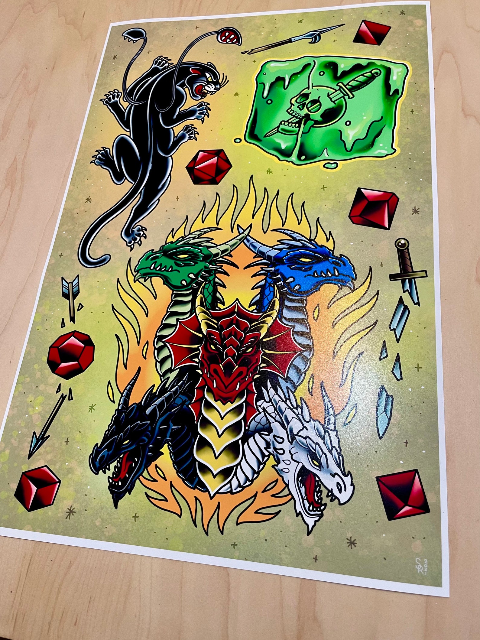 TPK Dungeons and Dragons/d&d/dnd Tattoo Flash Sheet Art | Etsy