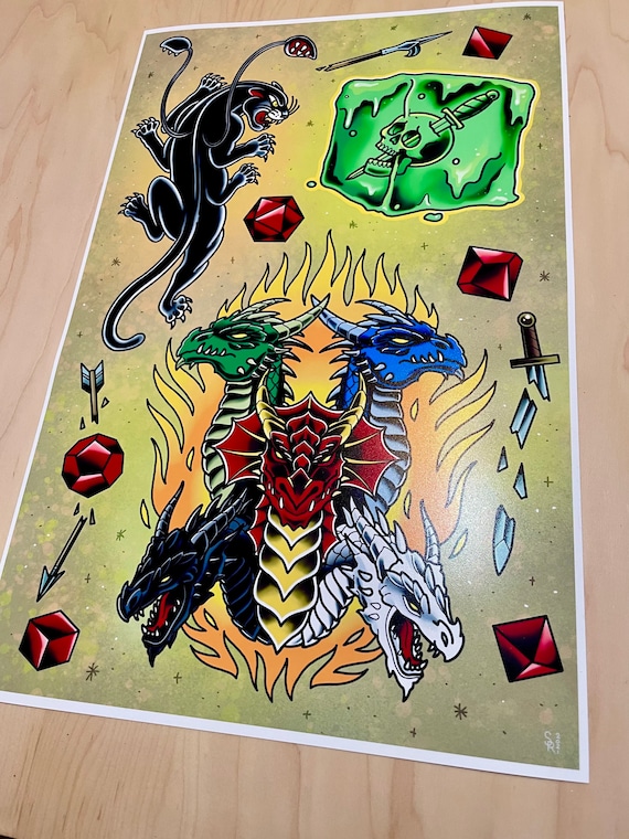 TPK Dungeons and Dragons/d&d/dnd Tattoo Flash Sheet Art - Etsy