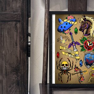 Zelda - Tattoo Flash Sheet - Art Print - Etsy