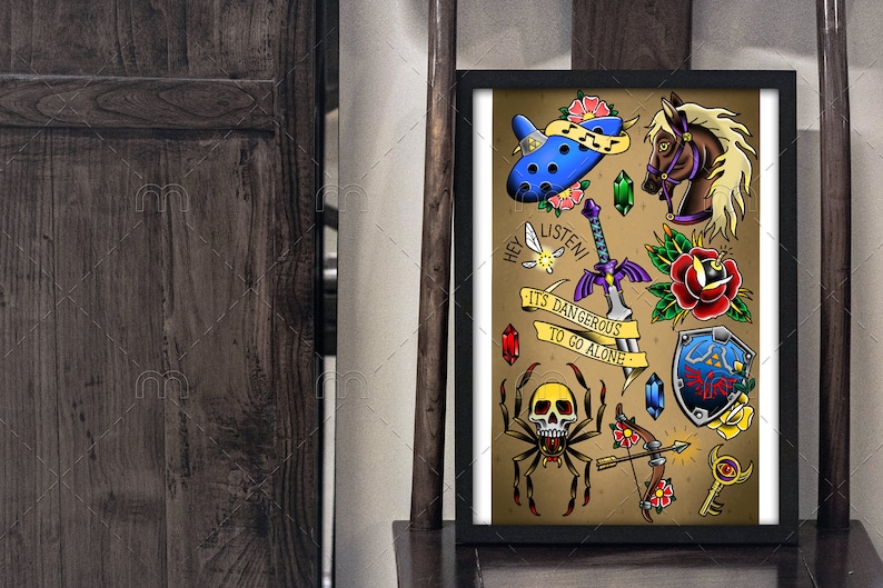 Zelda Tattoo Flash Sheet Art Print - Etsy