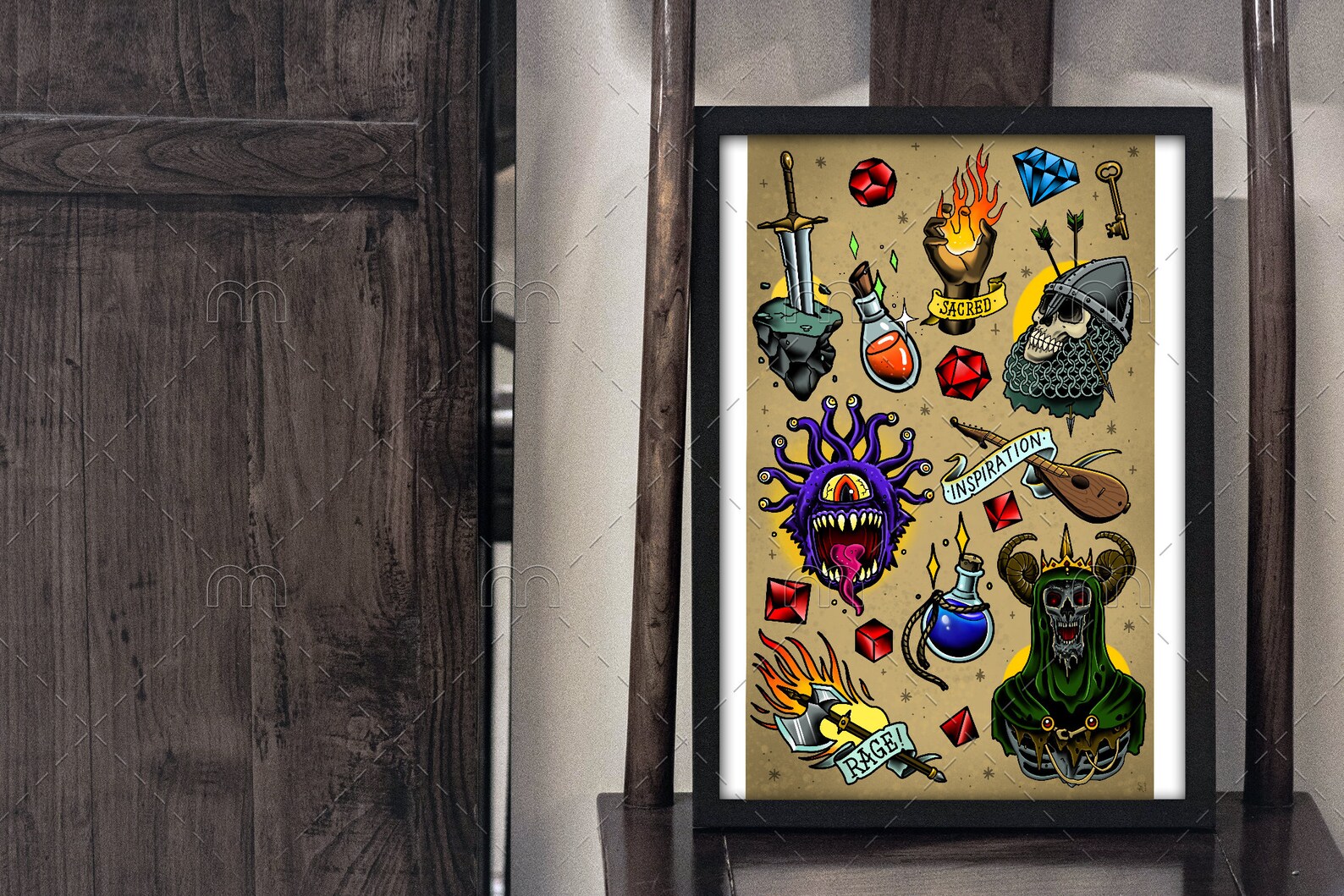 Dungeons and Dragons/d&d/dnd - Tattoo Flash Sheet - Art Print - Etsy