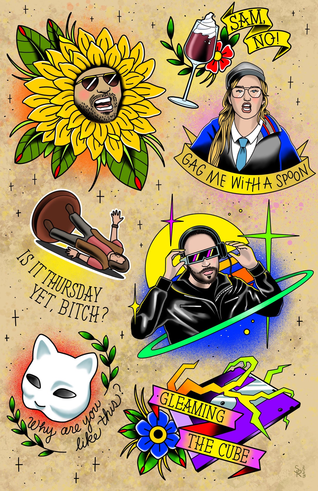 Sam Riegel Ad Flash - Critical Role - Tattoo Flash Sheet - Art Print - Etsy