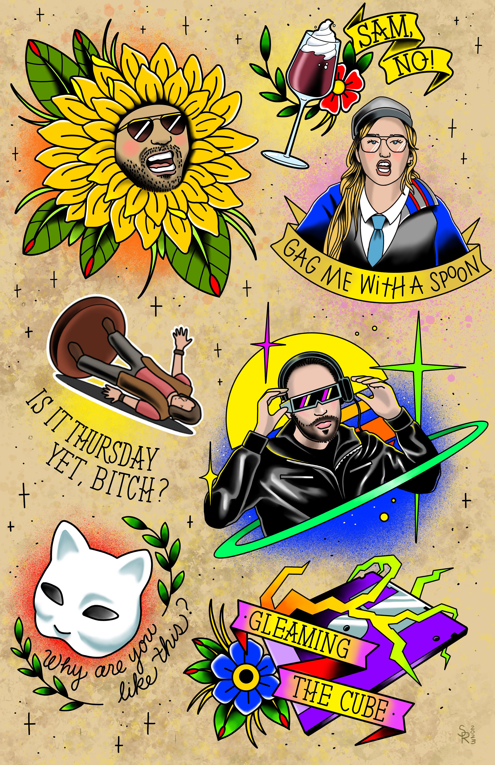 Sam Riegel Ad Flash - Critical Role - Tattoo Flash Sheet - Art Print - Etsy