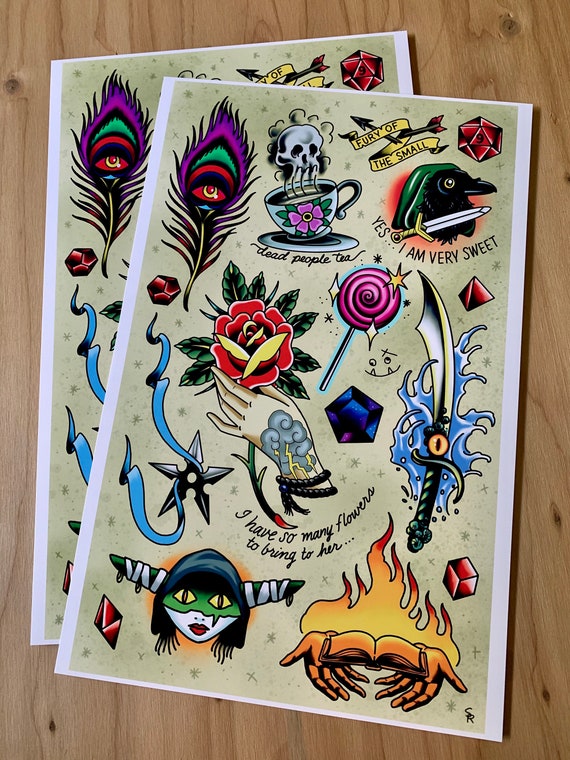 Mighty Nein critical Role Tattoo Flash Sheet Art Print - Etsy