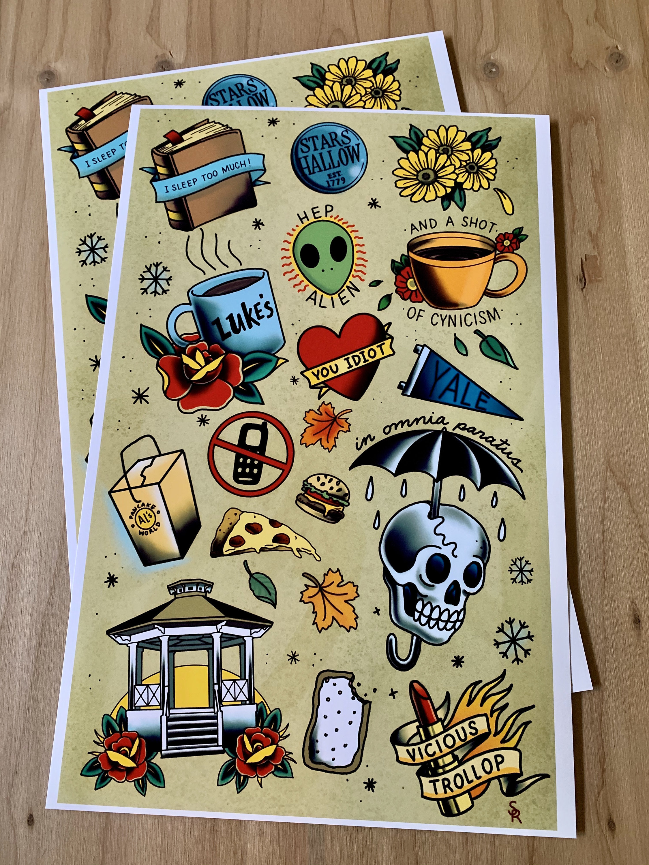 Gilmore Girls Tattoo Flash Sheet Art Print - Etsy UK