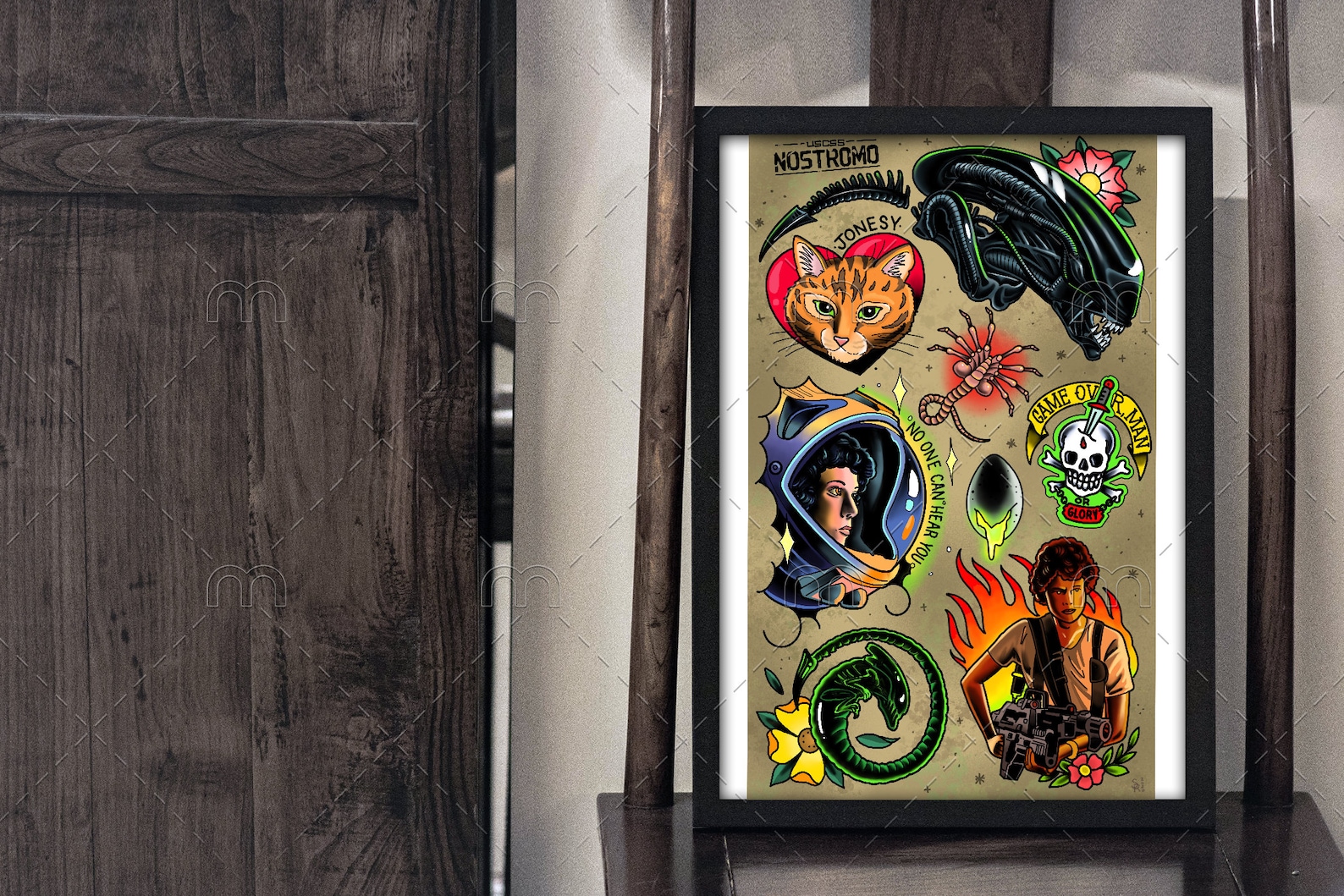 Alien Movie Tattoo Flash Sheet Art Print - Etsy