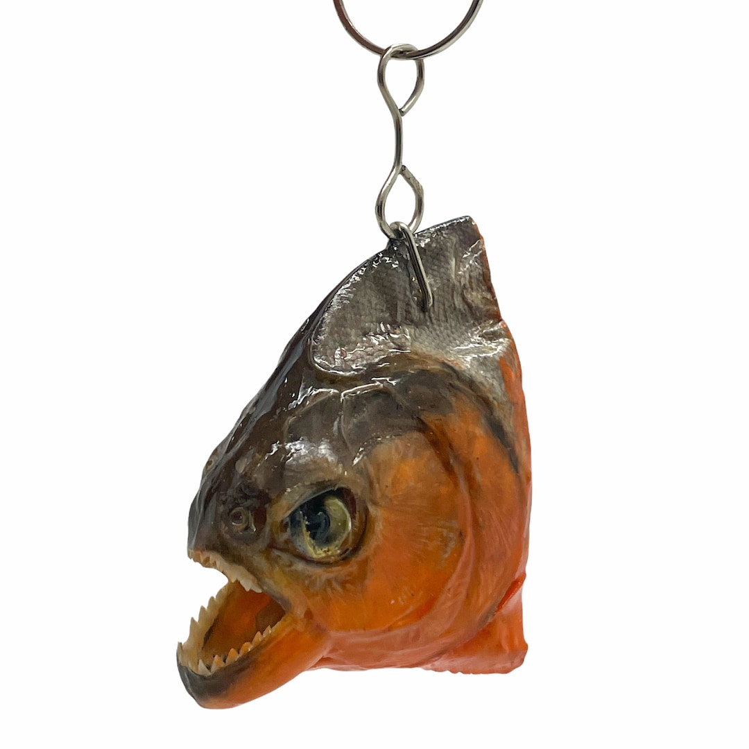 Predator Red Bellied Piranha Head Keyring Keychain Pygocentrus ...