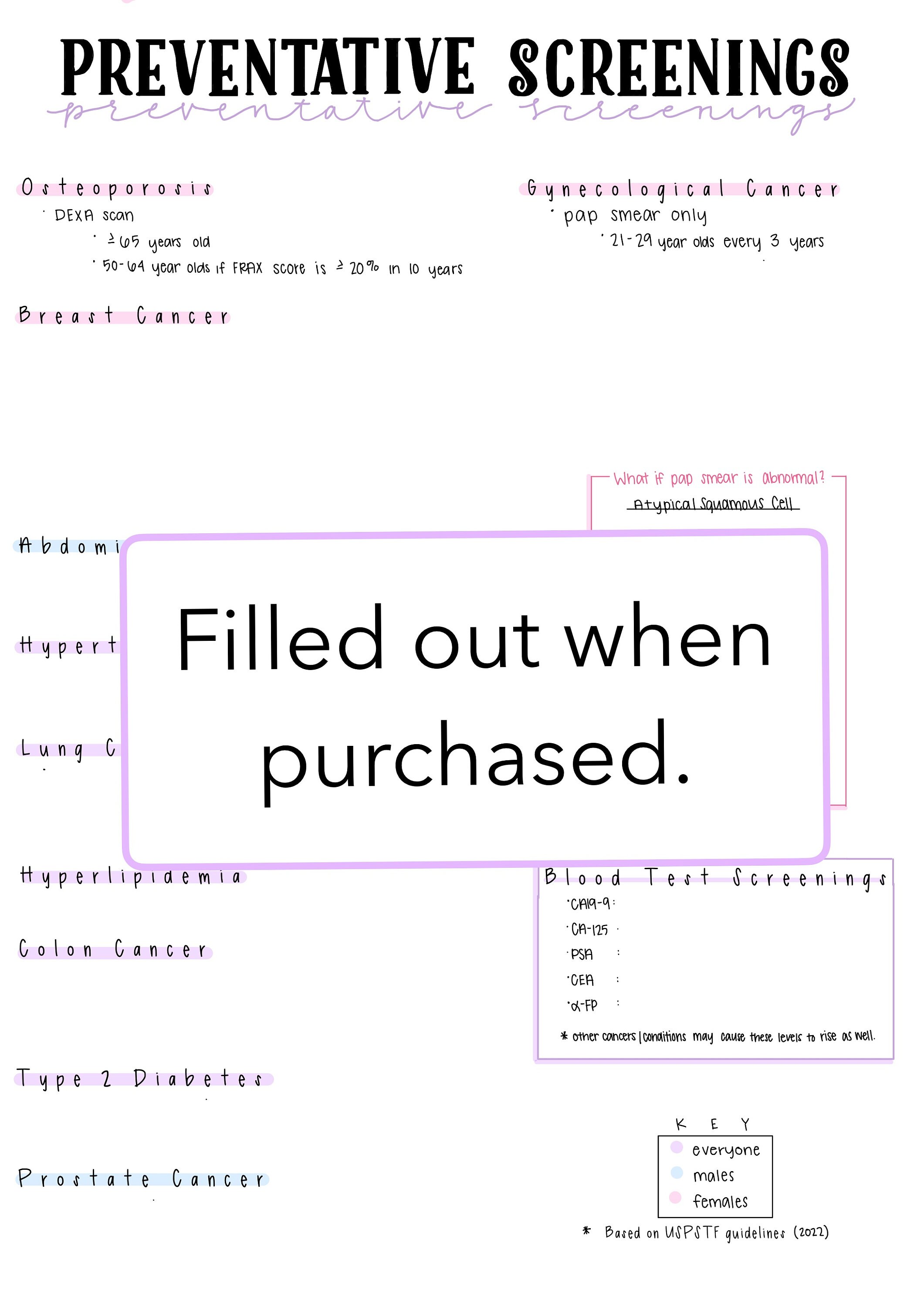 Preventative Screening Guide - Etsy