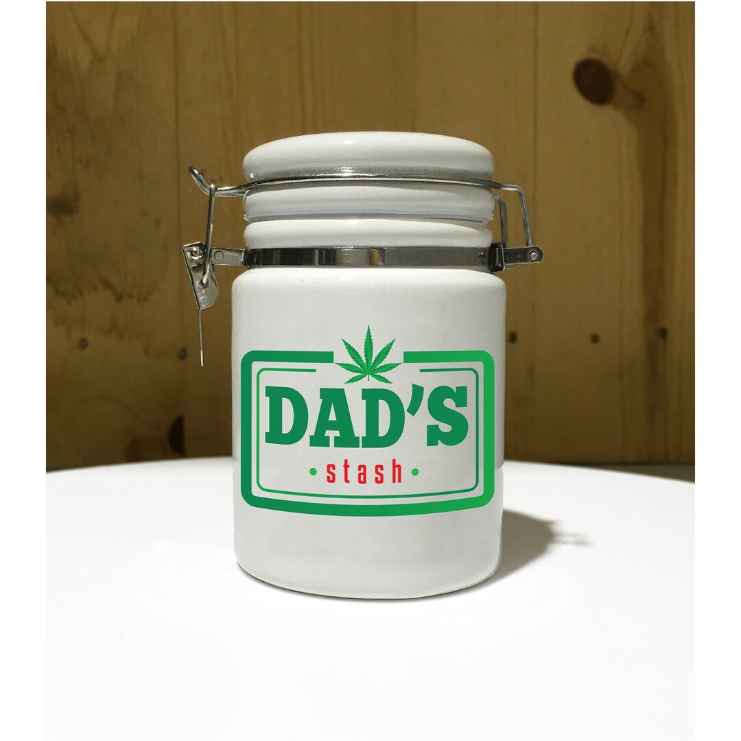 Dad's Stash Ceramic 14oz Storage White Sublimated Weed STASH JAR ...