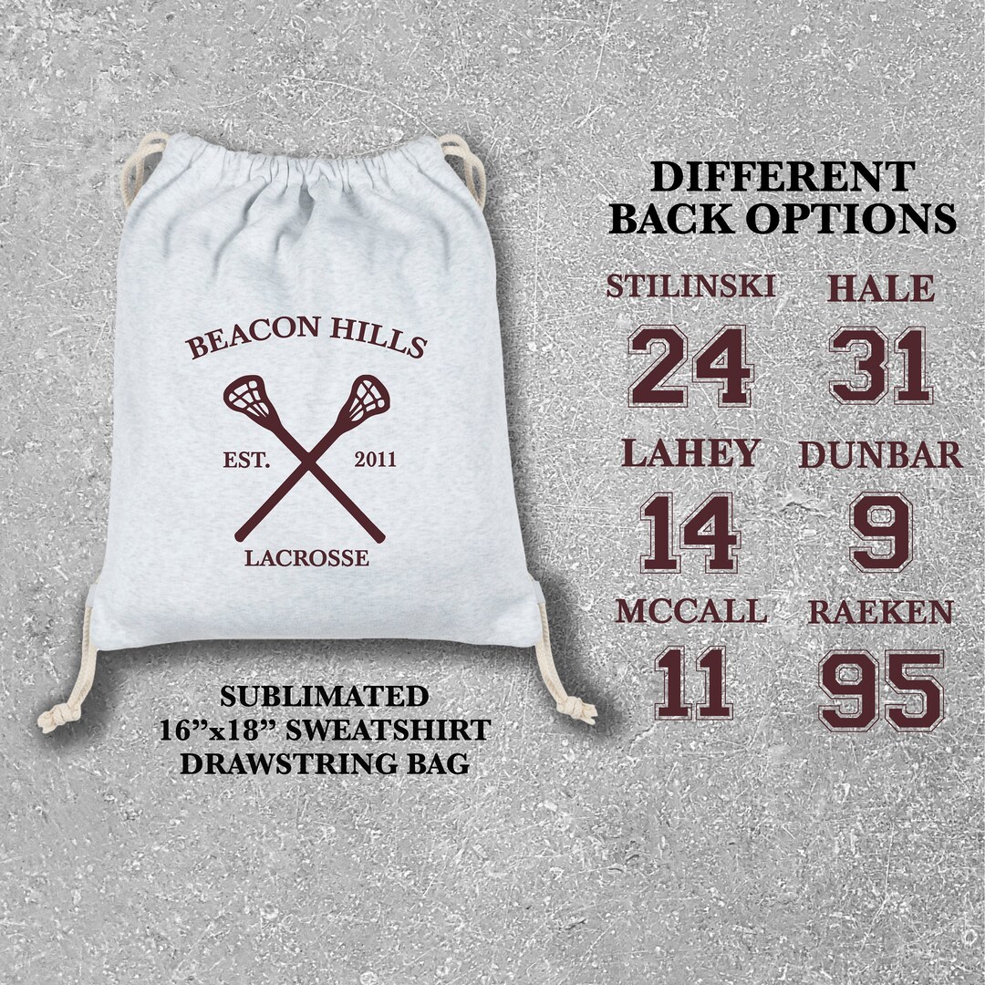 SUBLIMATED Two-sided Beacon Hills TEEN WOLF Lacrosse Drawstring Bag / Sports / Scott Mccall 11 ...