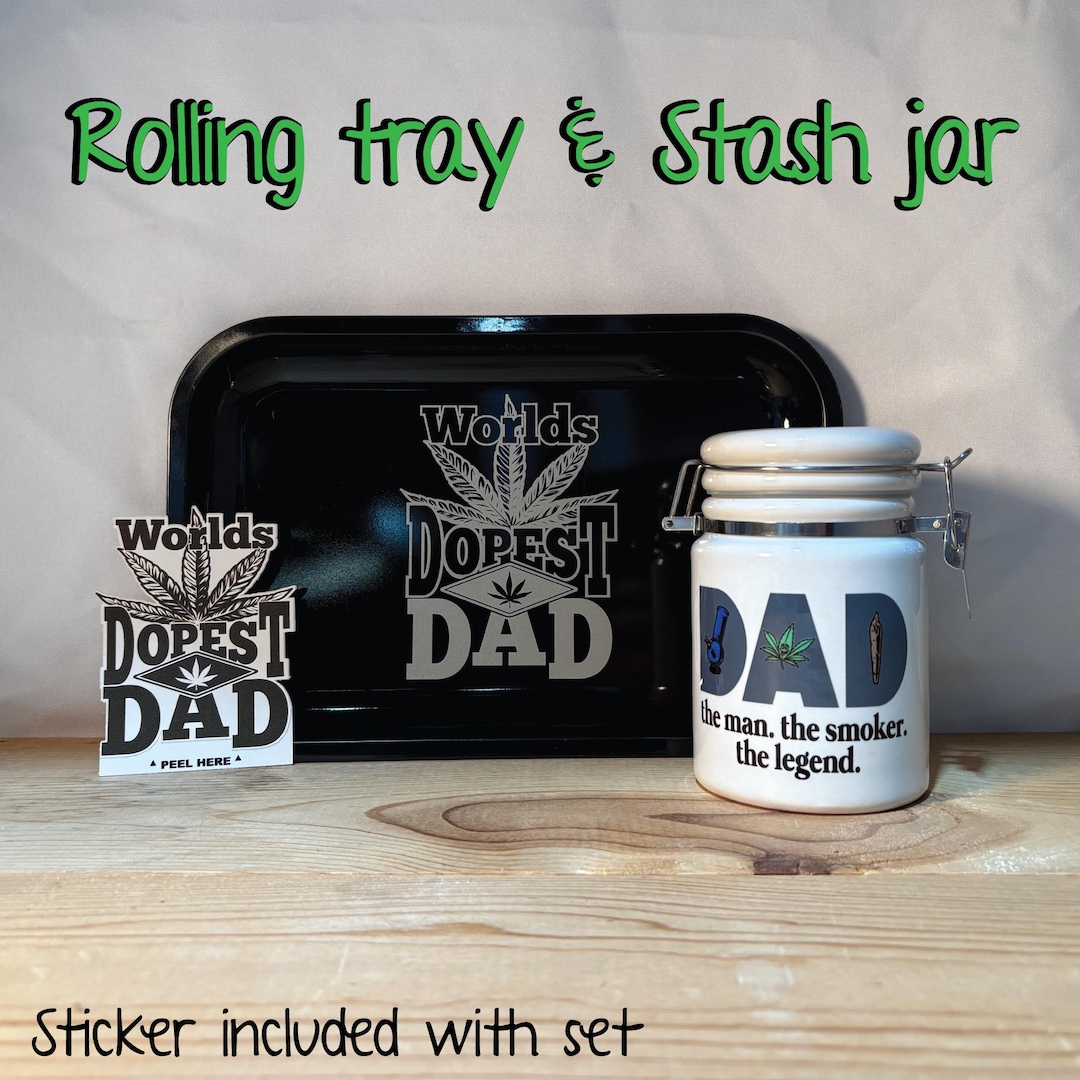 World's Dopest DAD Rolling Tray & Ceramic 14oz White Sublimated Weed ...