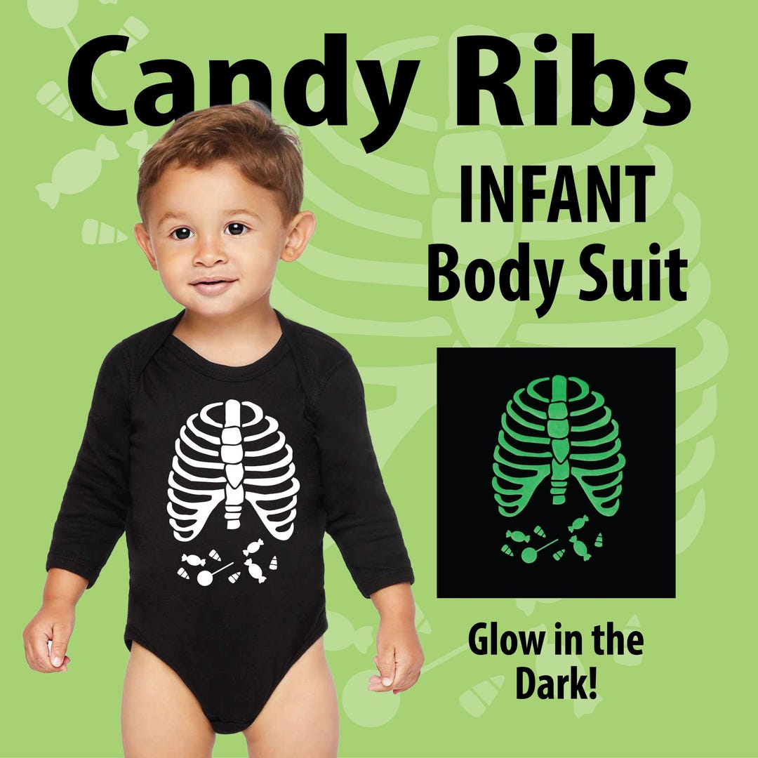 Infant Candy Ribs "glow in the Dark" Bodysuit/ Trick or Treat ...