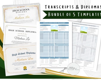 High School Diploma Template, High School Transcript, Graduation ...