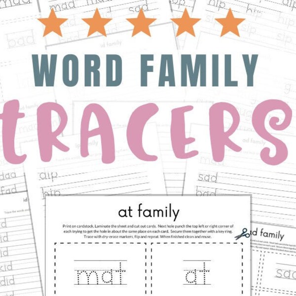 Word Family Tracing Printable Pack - Etsy