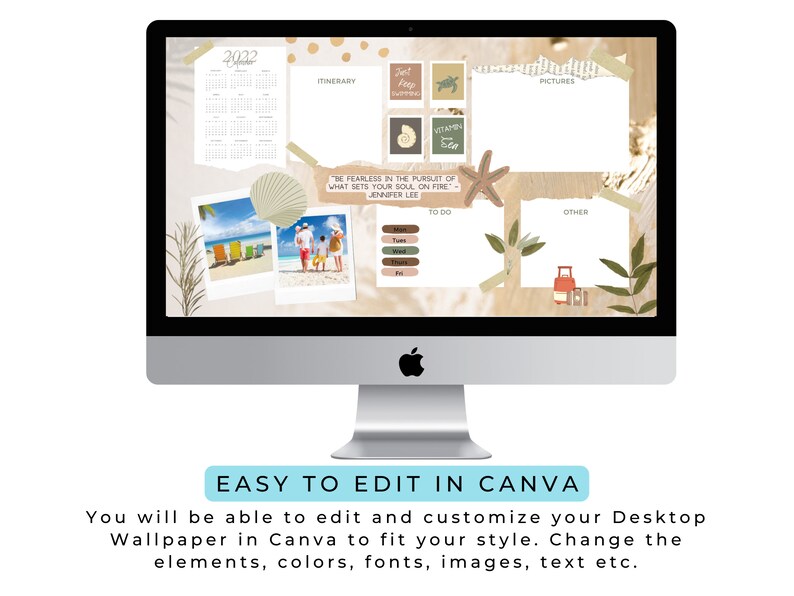 Desktop Wallpaper Organizer Editable Minimalist Calendar - Etsy