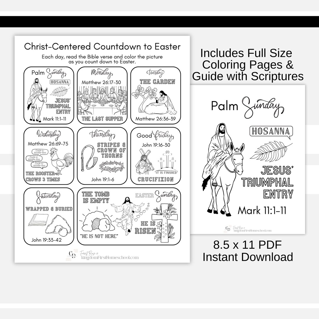 Easter Countdown Coloring Pages: Christ-centered Resurrection Story ...