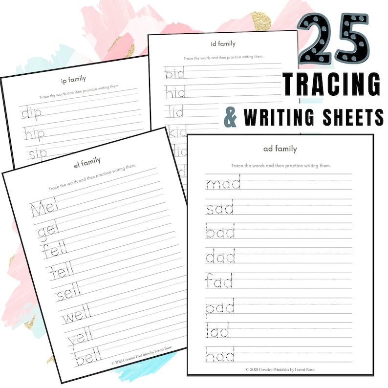 Word Family Tracing Printable Pack - Etsy