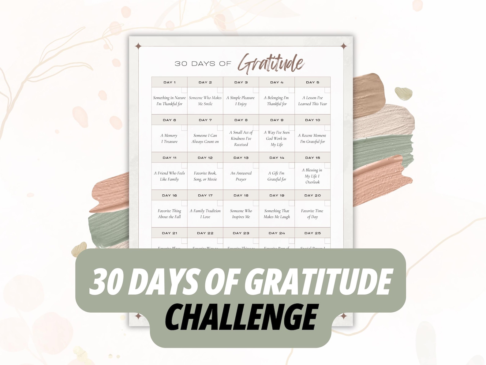 Printable 30 Days of Gratitude Challenge for November | Thankfulness ...