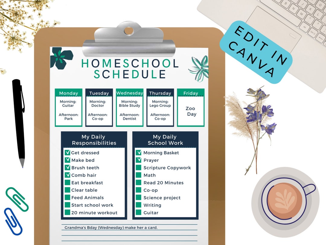 Weekly Homeschool Schedule, Homeschool Routine, Homeschool Planner ...