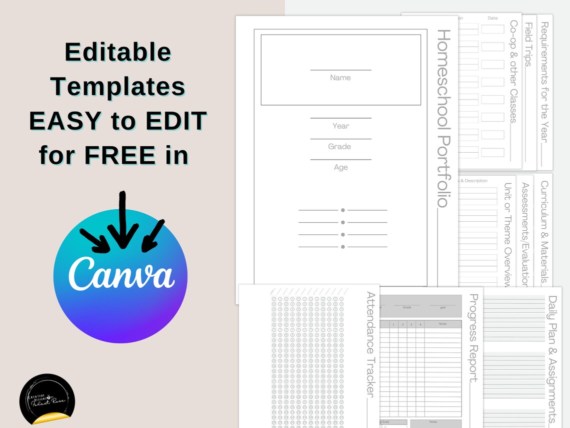 EDITABLE Homeschool Portfolio Pages - Printable Canva Template ...