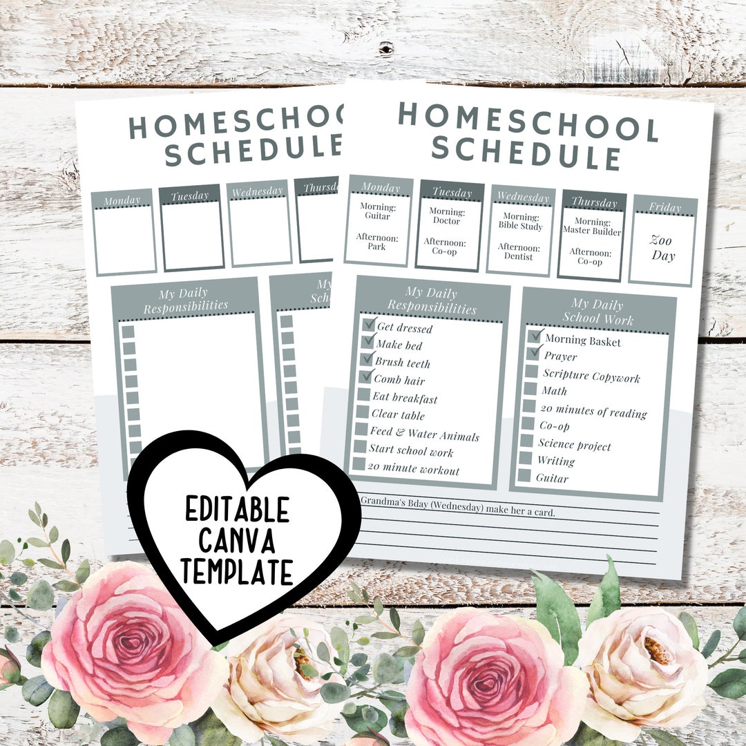 Weekly Homeschool Schedule: Editable Canva Template & Printable PDF - Etsy