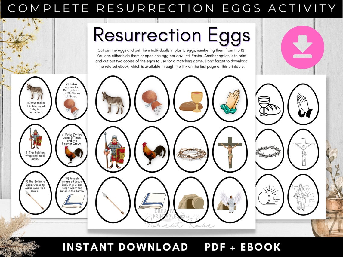 RESURRECTION Eggs Printable, Easter Bible Games, Easter Printable Game ...