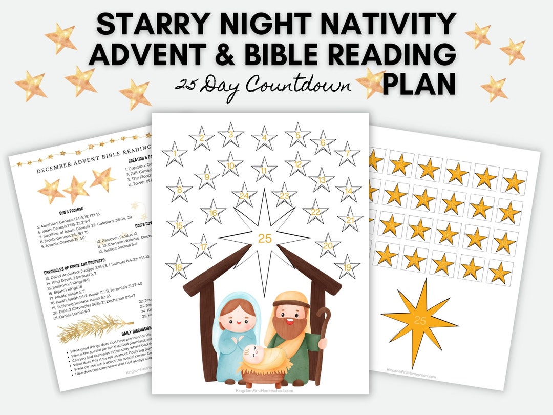 Starry Night Nativity Advent for Kids Printable, Christian Advent ...