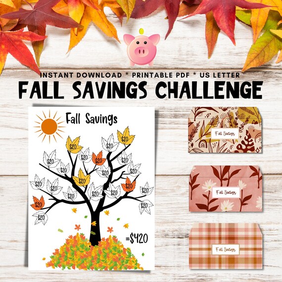 Fall Savings Challenge Printable Fall Saving Tips Tracker - Etsy
