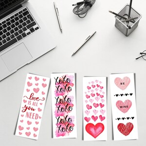 Valentine's Day Bookmarks Printable Bundle, Printable Valentine's Day ...