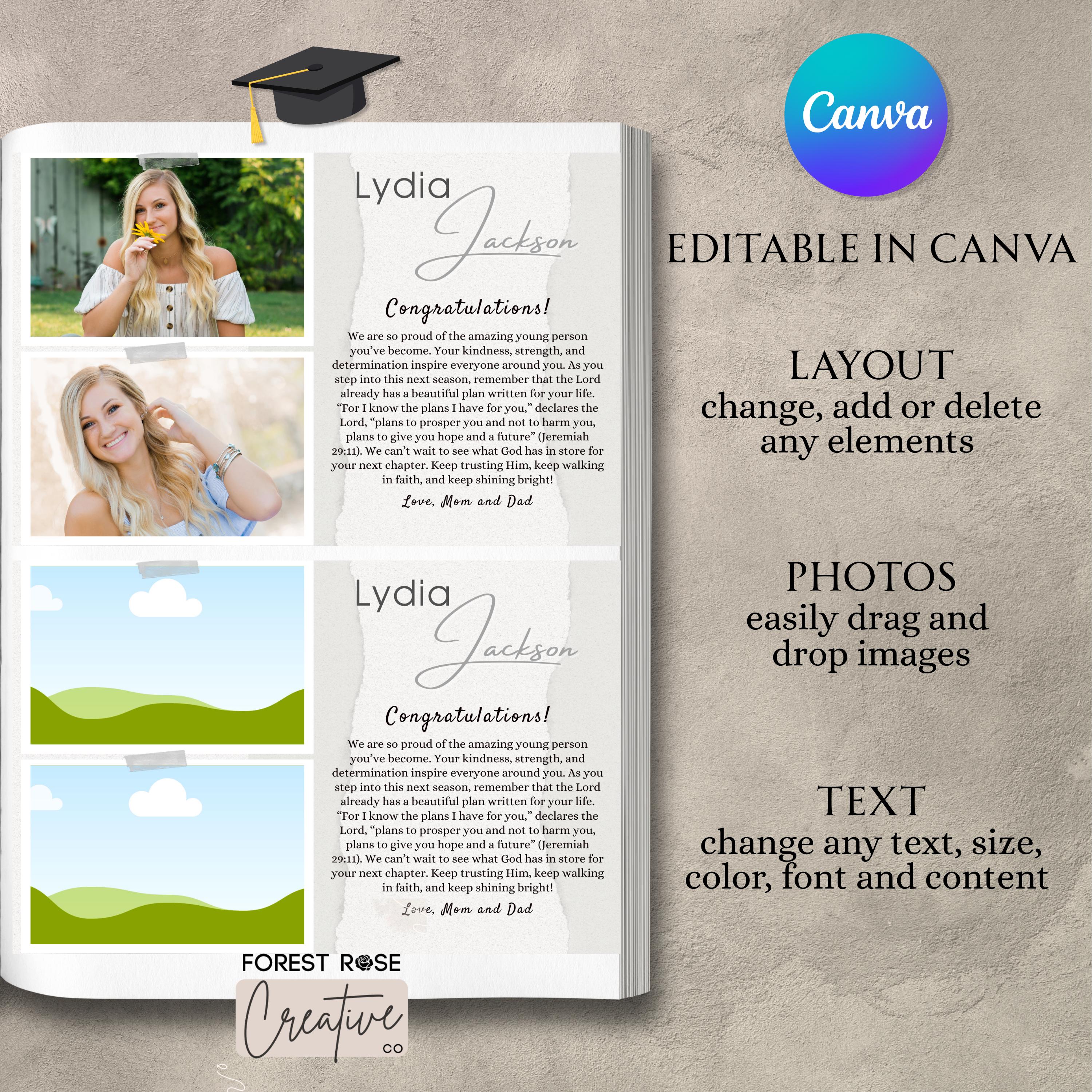 Editable Half Page Yearbook Ad Template | Senior Shout Out | Graduation ...