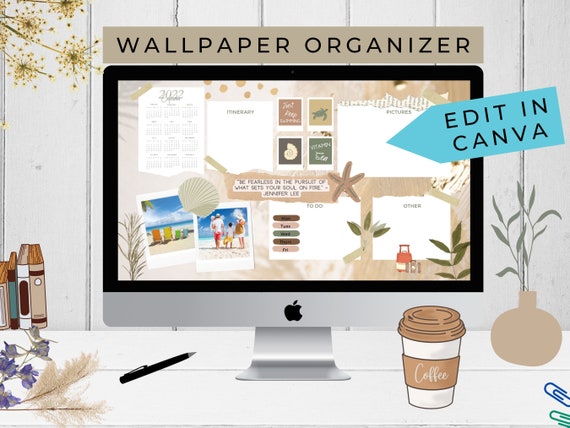 Desktop Wallpaper Organizer Editable Minimalist Calendar - Etsy