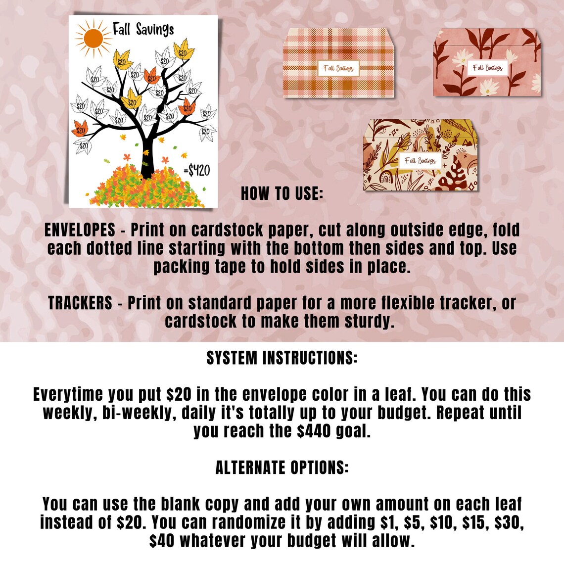 Fall Savings Challenge Printable, Fall Saving Tips Tracker, Savings ...