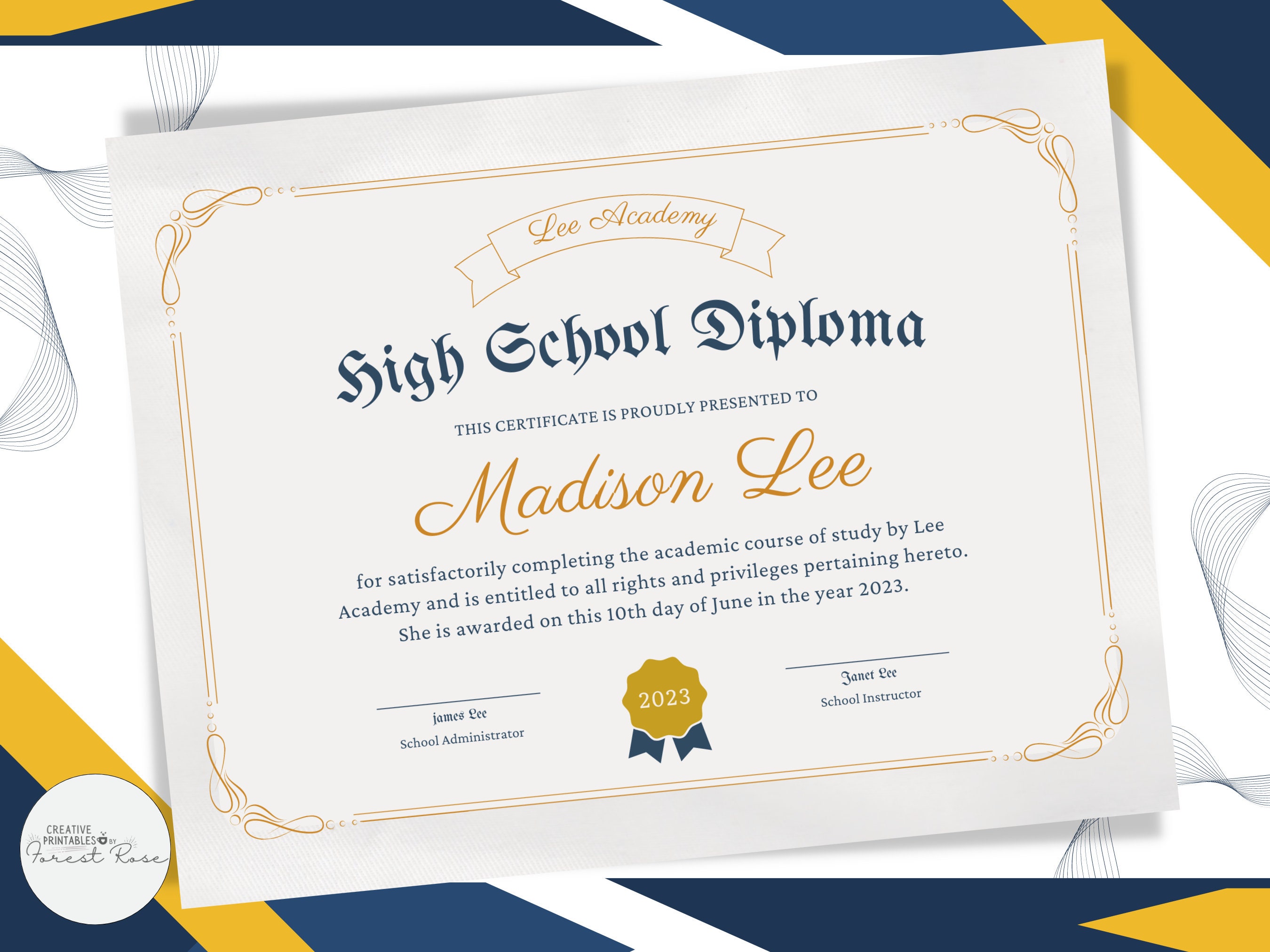 High School Diploma Template, Fillable High School Transcript Template ...