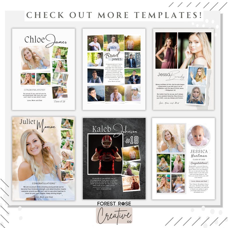 Editable Yearbook Ad Templates | Full, Half & Quarter Page | Graduation ...