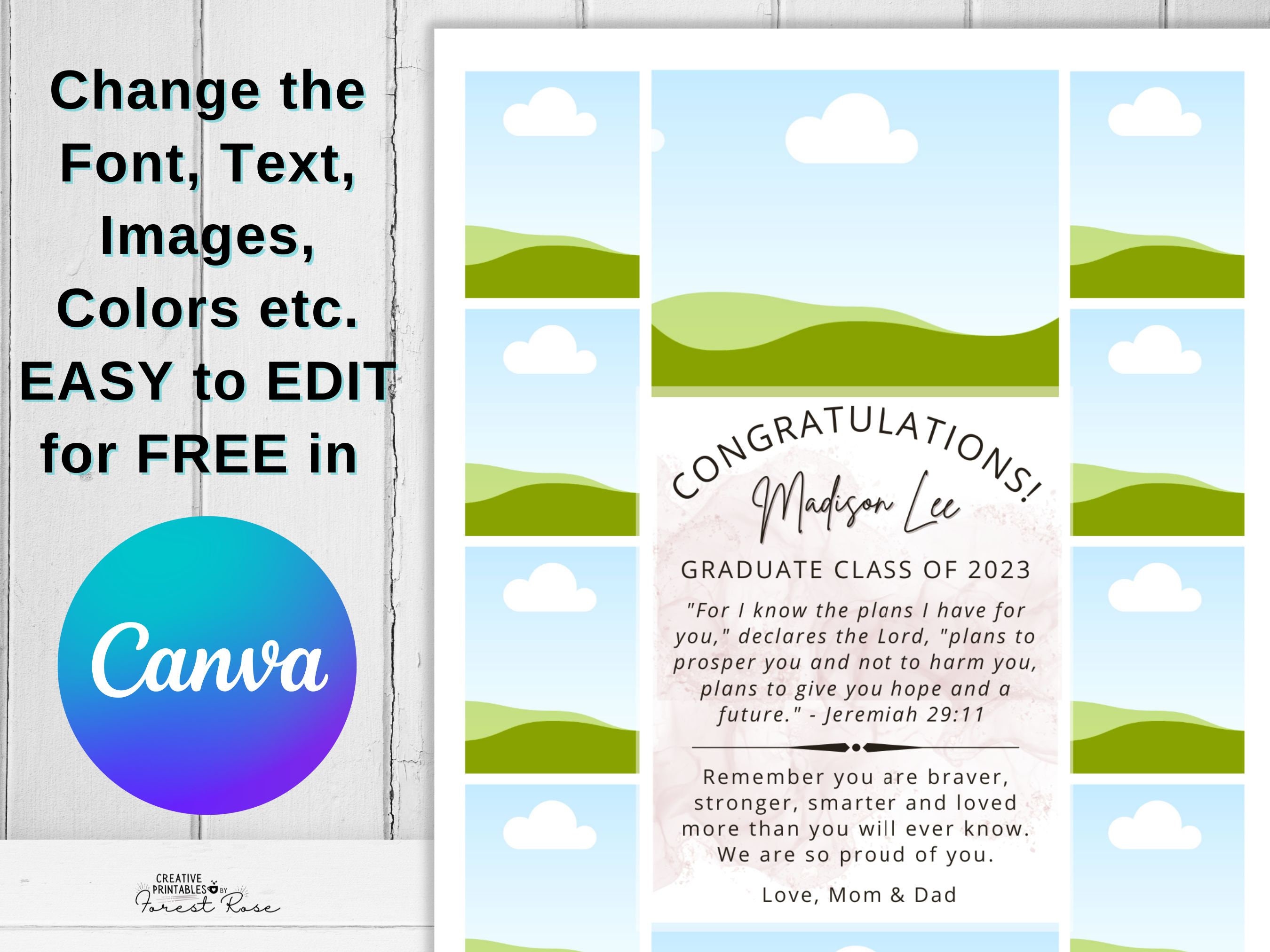 SENIOR YEARBOOK AD Template, Full Page Graduation , Editable, High ...