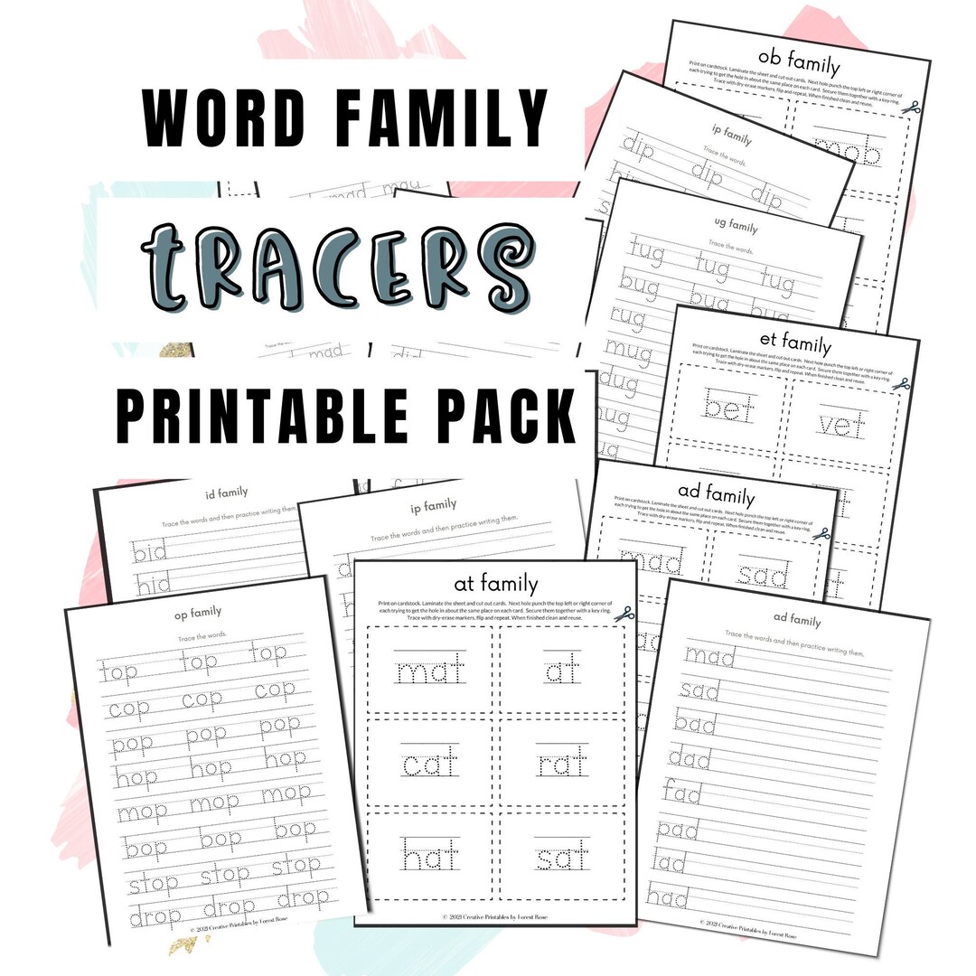 Word Family Tracing Printable Pack - Etsy