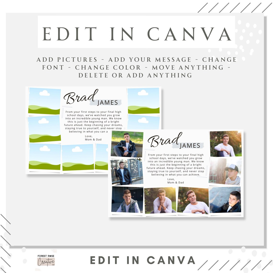 Editable Half Page Yearbook Ad Template | Digital Download High School ...