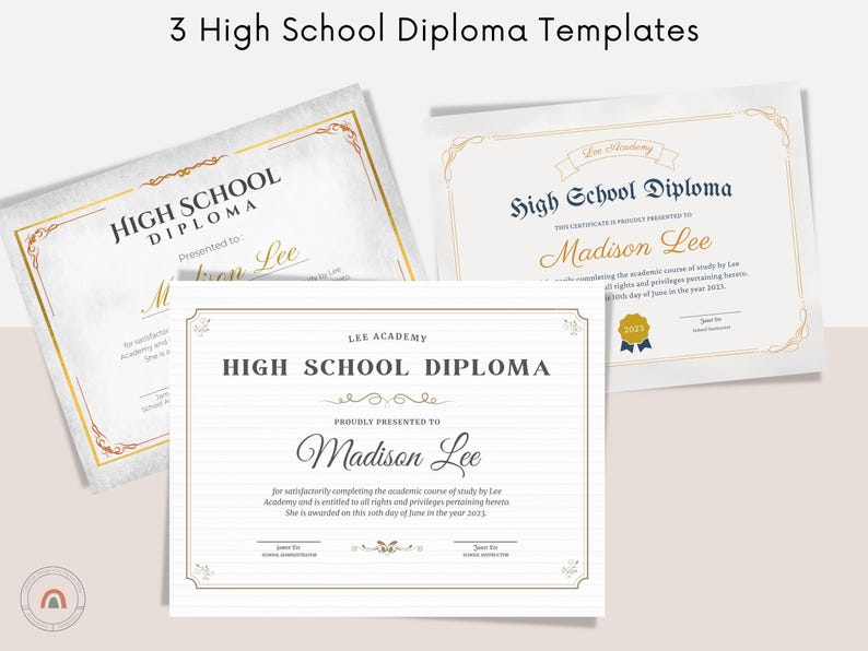 Editable High School Diploma Template, Graduation Template Bundle, Homeschool Diploma | Canva ...