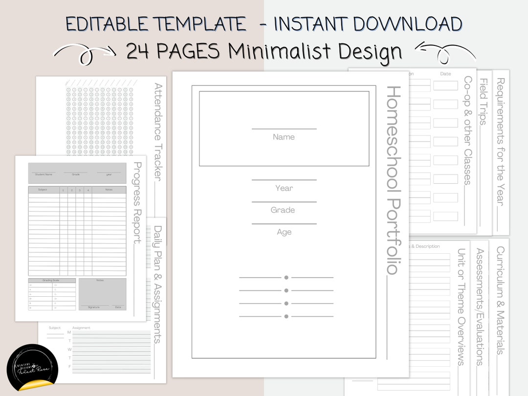EDITABLE Homeschool Portfolio Pages - Printable Canva Template ...
