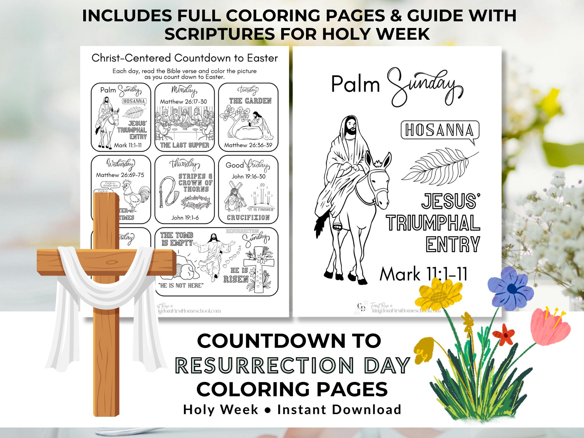 Easter Countdown Coloring Pages: Christ-centered Resurrection Story ...