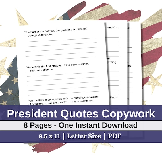 President's Day Copywork Quotes From United States | Etsy