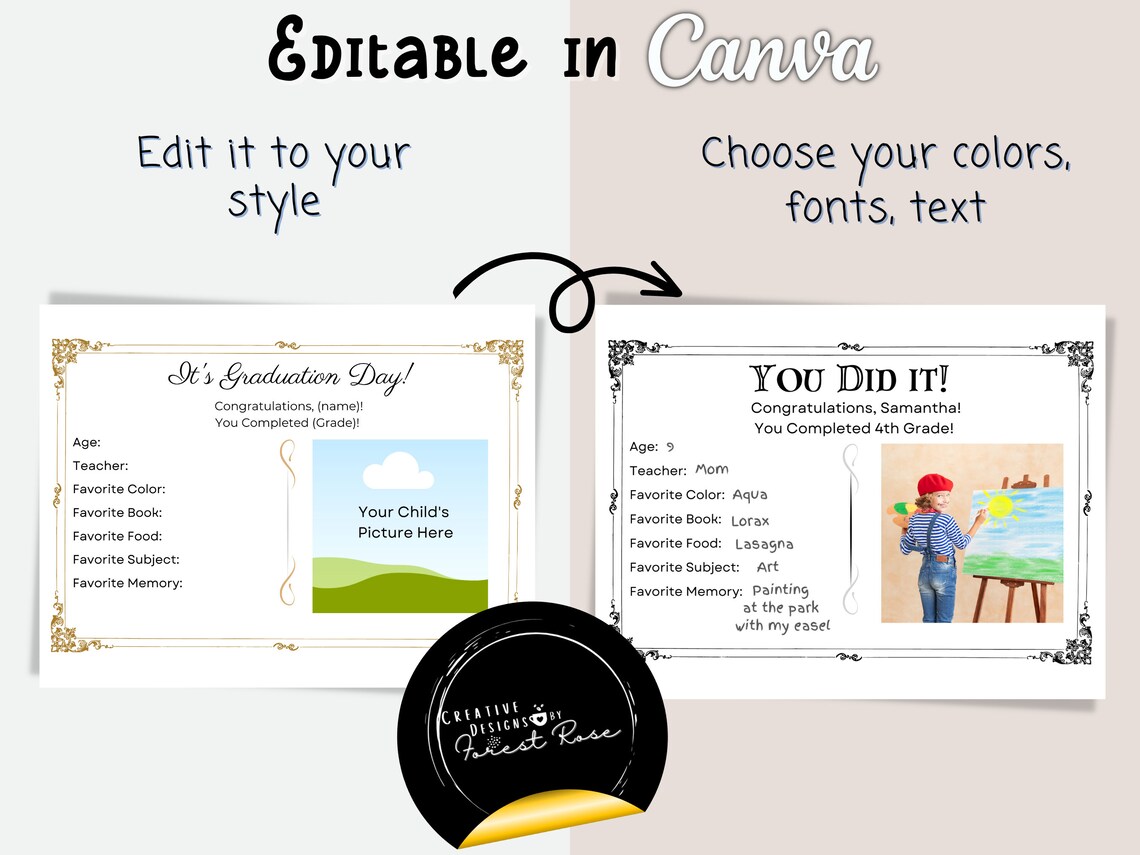 Homeschool Year Completion Certificate: Printable Template, Editable ...