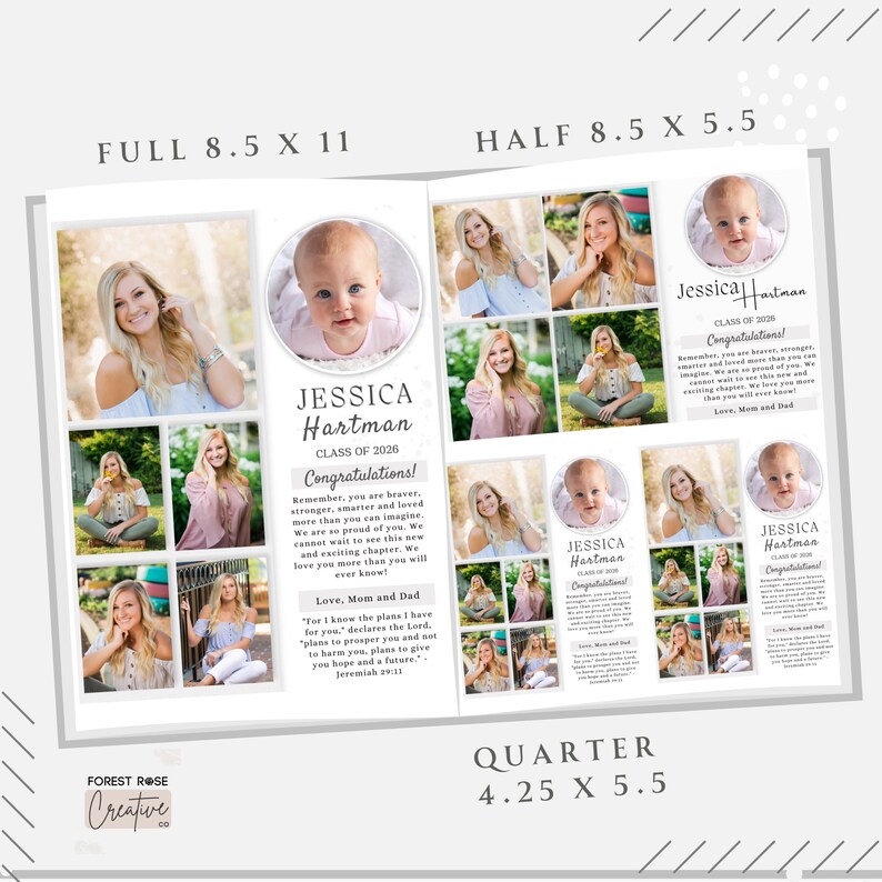 Editable Yearbook Ad Template, Full, Half & Quarter Page, Graduation ...