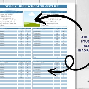Editable Printable High School Transcript Template, Homeschool High ...