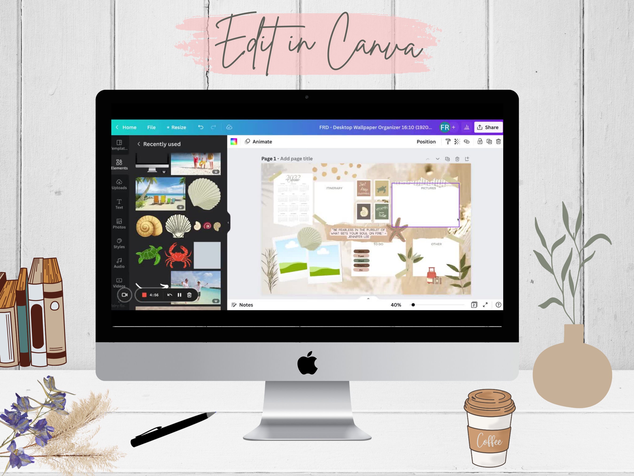 Desktop Wallpaper Organizer Editable Minimalist Calendar 2022 & 2023 ...